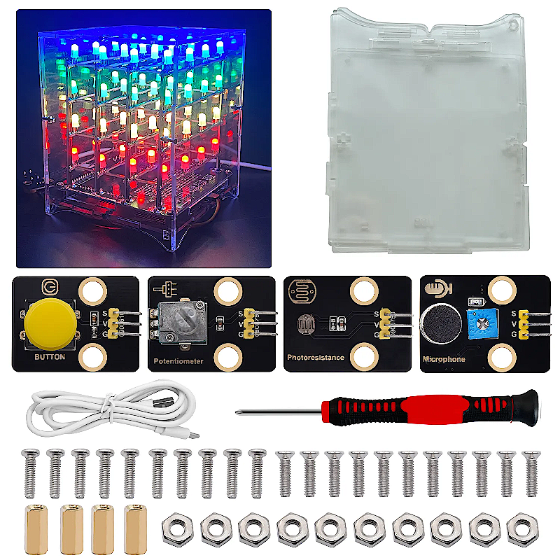 4x4x4 RGB LED CUBE Kit for Arduino - Keyestudio KS0575