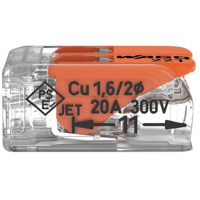 Wago Splicing connector with levers 2-conductor (0.2- 4 mm²) 221-412