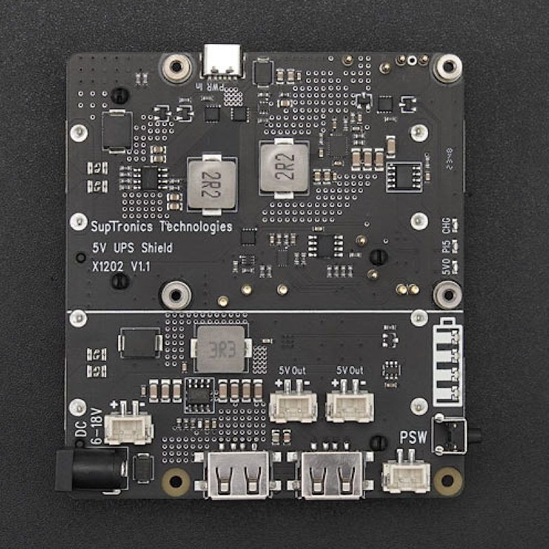 HAT Bateria UPS 18650 para Raspberry Pi 5 5.1V 5A (pilhas não incluídas) - DFRobot FIT0992