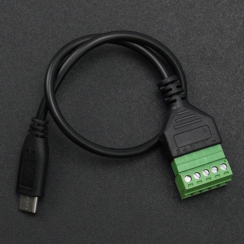 5-Pin Type-C Male to Solderless Terminal Power Cable (30cm, 5V 2A ...