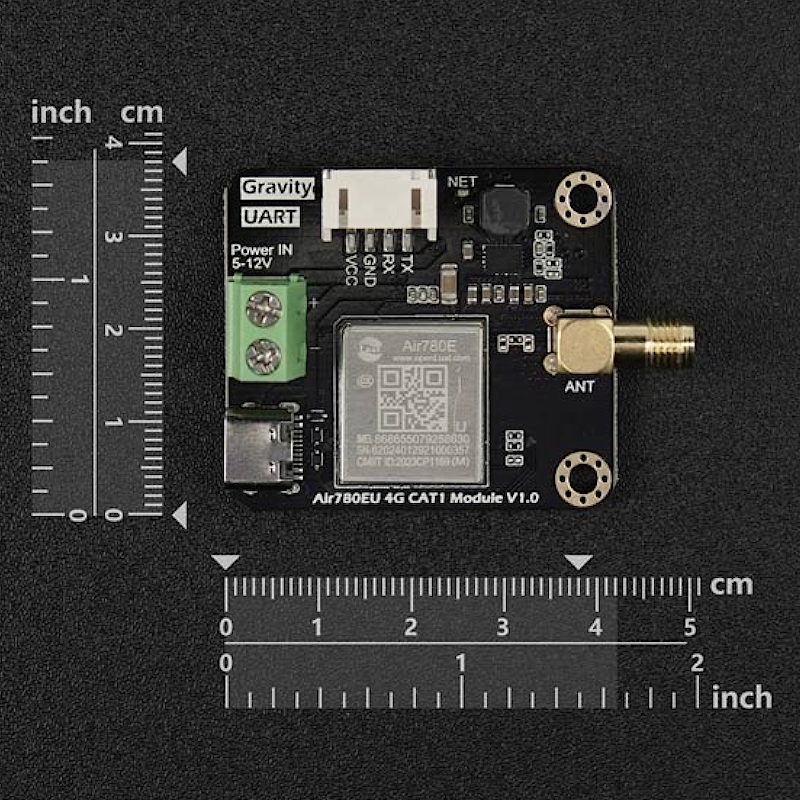 Gravity: Air780EU 4G CAT1 IoT Communication Module - DFRobot TEL0177
