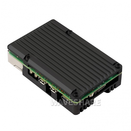 Aluminium Alloy Case for Raspberry Pi 5, Dual Cooling Fans - Waveshare 26086