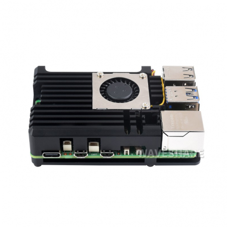 Aluminium Alloy Case (H) for Raspberry Pi 5, With Temperature-Controlled Blower Fan ...