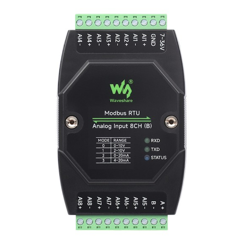 Industrial Din 8 Ch Ad Analog Acquisition Module 12 Bit To Modbus Rtu Default Input 0~10v