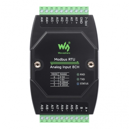 Industrial DIN 8-Ch Analog Acquisition Module 12-bit to Modbus RTU ...