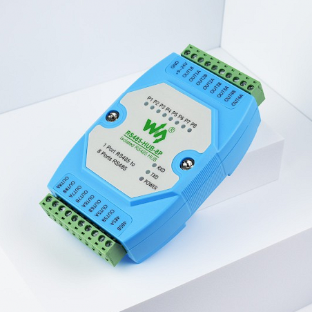 Industrial-grade Isolated 8-ch RS485 Hub DIN Rail - Waveshare 24271
