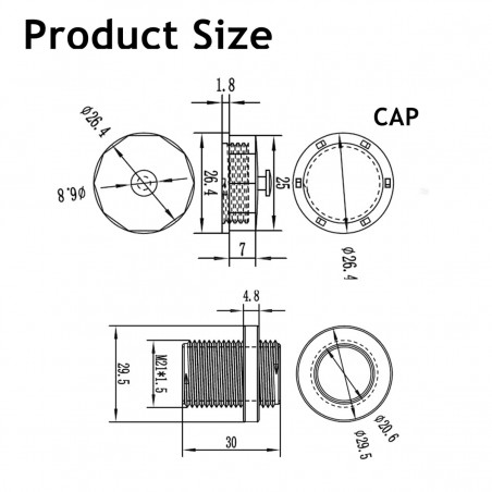 RJ45 CAT6 Ethernet Panel Mount Connector with Waterproof Cap