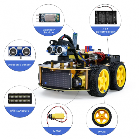 4WD Multi BT Robot Car Kit V2.0 - Keyestudio KS0470