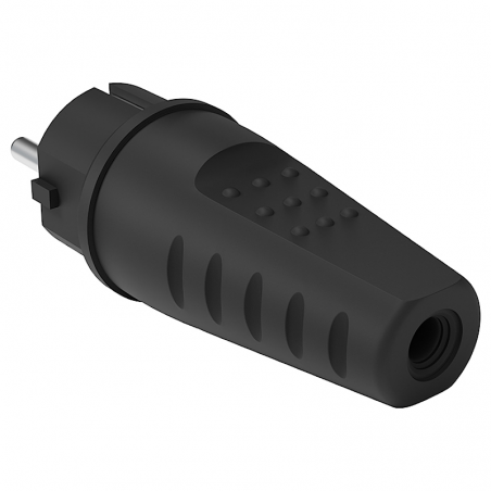 Ficha Schuko Macho Impermeável com Terra 16A 250V Preto