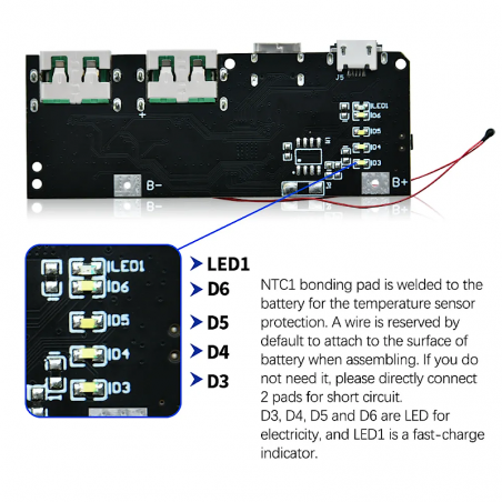 Control board USB Type-C 22.5W powerbank 5 Port Bidirectional ...