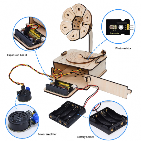 Phonograph wood DIY Kit based on light control for Micro:bit (board no ...