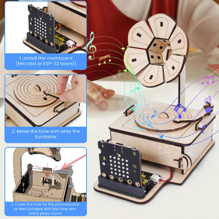 Phonograph wood DIY Kit based on light control for Micro:bit (board no ...