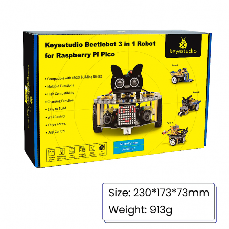 Beetlebot 3 in 1 Robot for Raspberry Pi Pico (Lego blocks compatible ...