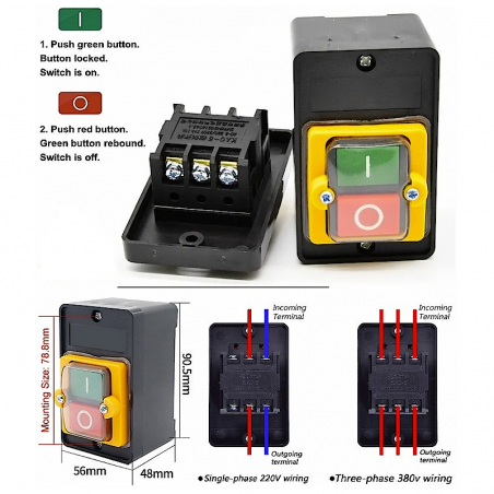 KAO ON-OFF Toggle Push Button Switch 220/380VAC 10A