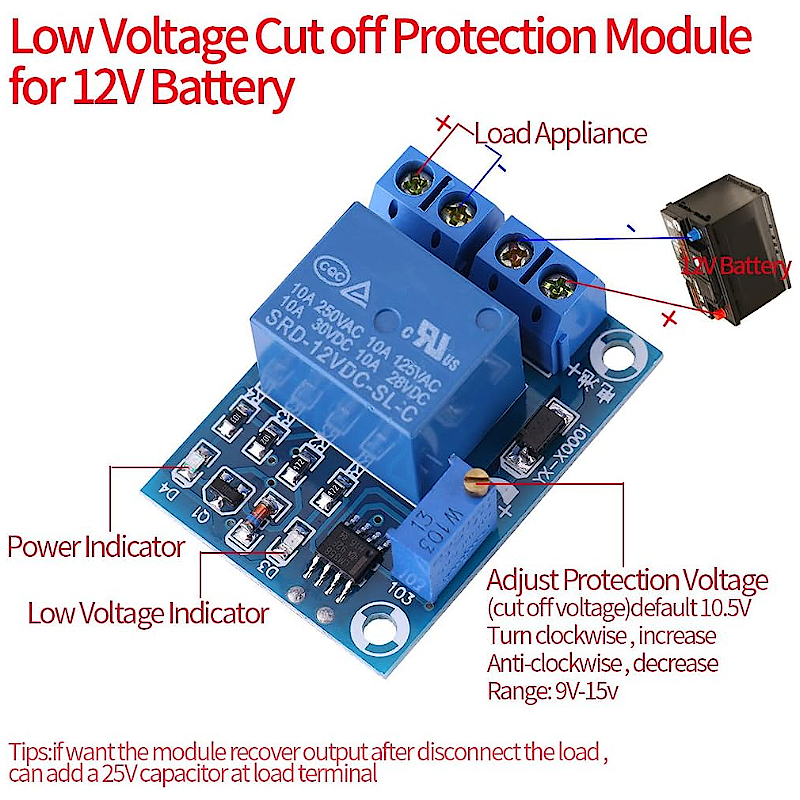 DC12V Battery Undervoltage Protection Board (YX-X0001)