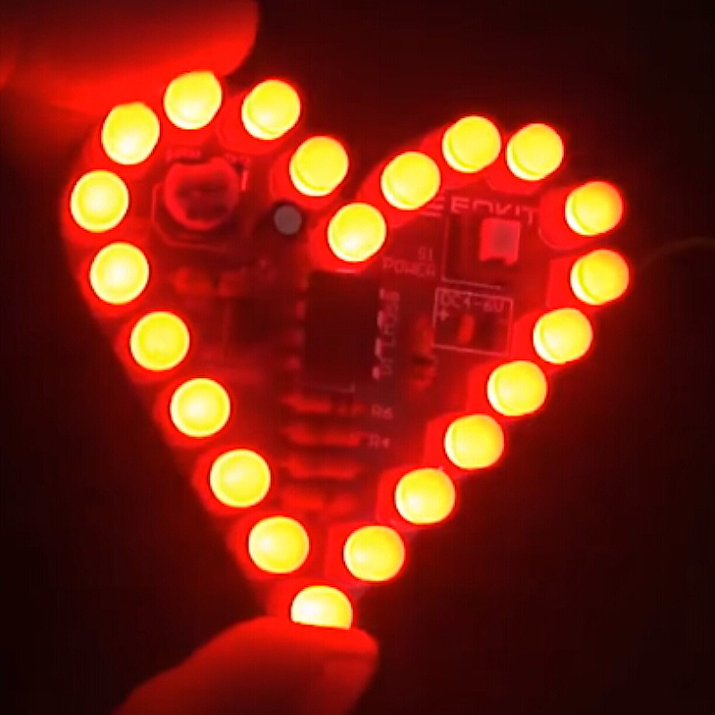 DIY Heart Shape breathing lamp kit - RED LEDS