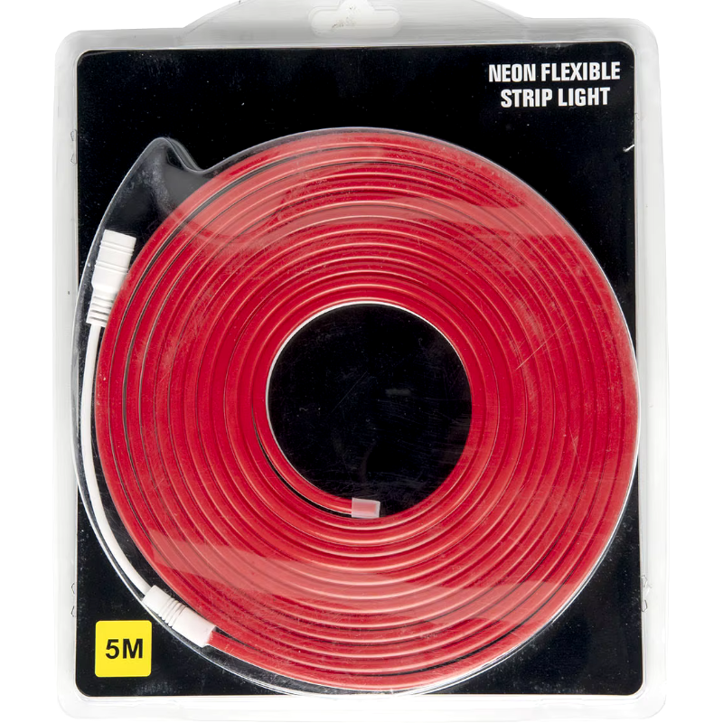 Narrow Neon LED Light Strip, 2835SMD, 5m, 120LEDs, IP67, DC 12V, 6mm - Red