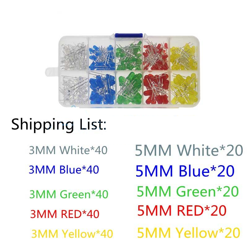Set of 300 LEDs 3mm and 5mm - various colors