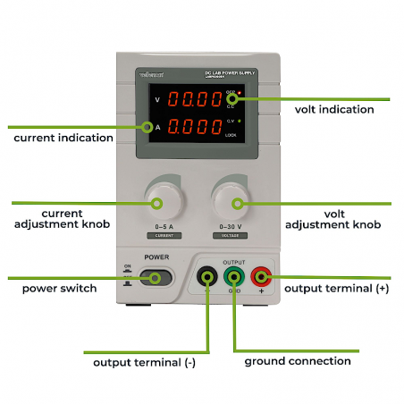 Lab Power Supply 1 channel 0-30 VDC/0-5 A - Velleman LABPS3005N