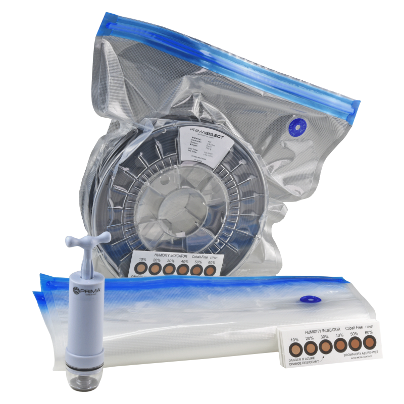 Kit with bags and vacuum pump for 3D filaments.