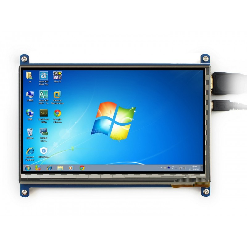 Ecrã tátil capacitivo 7'' HDMI LCD 1024x600 IPS + Moldura