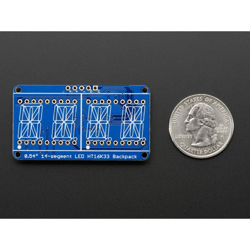 Quad Alphanumeric Display - Blue 0.54" Digits w/ I2C Backpack