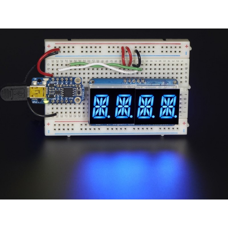 Quad Alphanumeric Display Blue 0 54 Digits W I2c Backpack