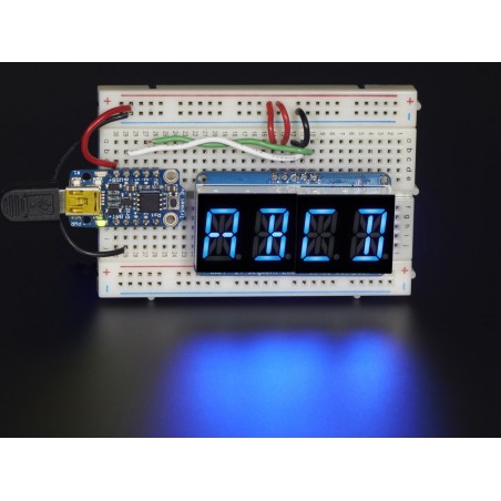 Quad Alphanumeric Display - Blue 0.54" Digits w/ I2C Backpack