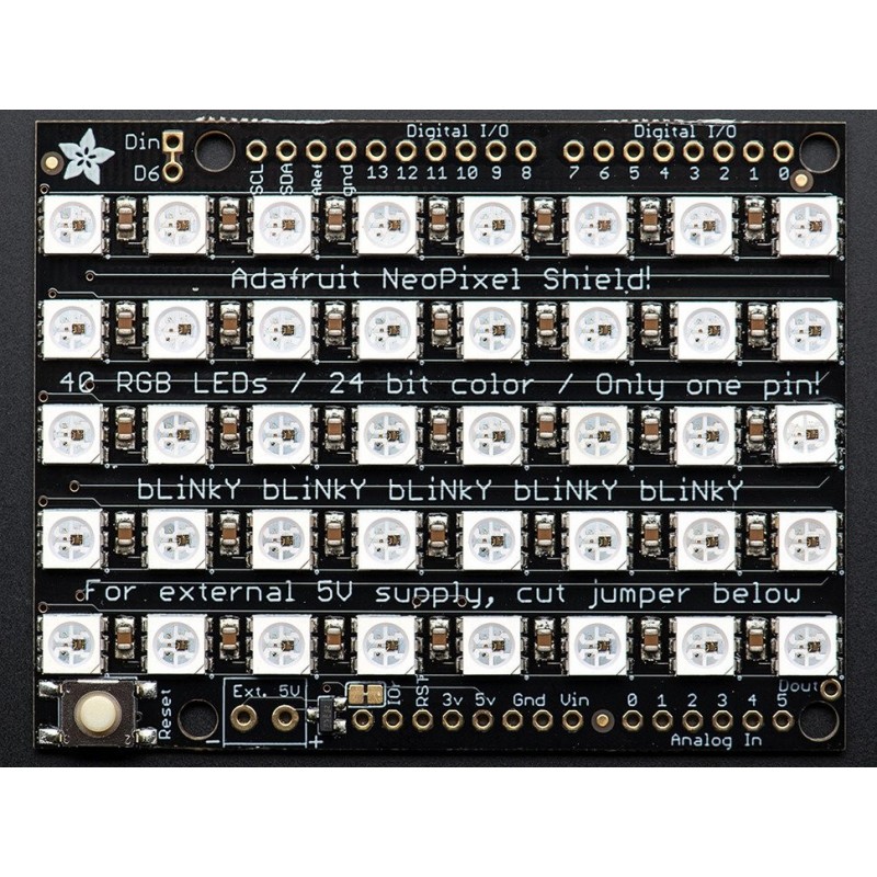 Shield NeoPixel p/ Arduino - Matriz 40 LEDs RGB