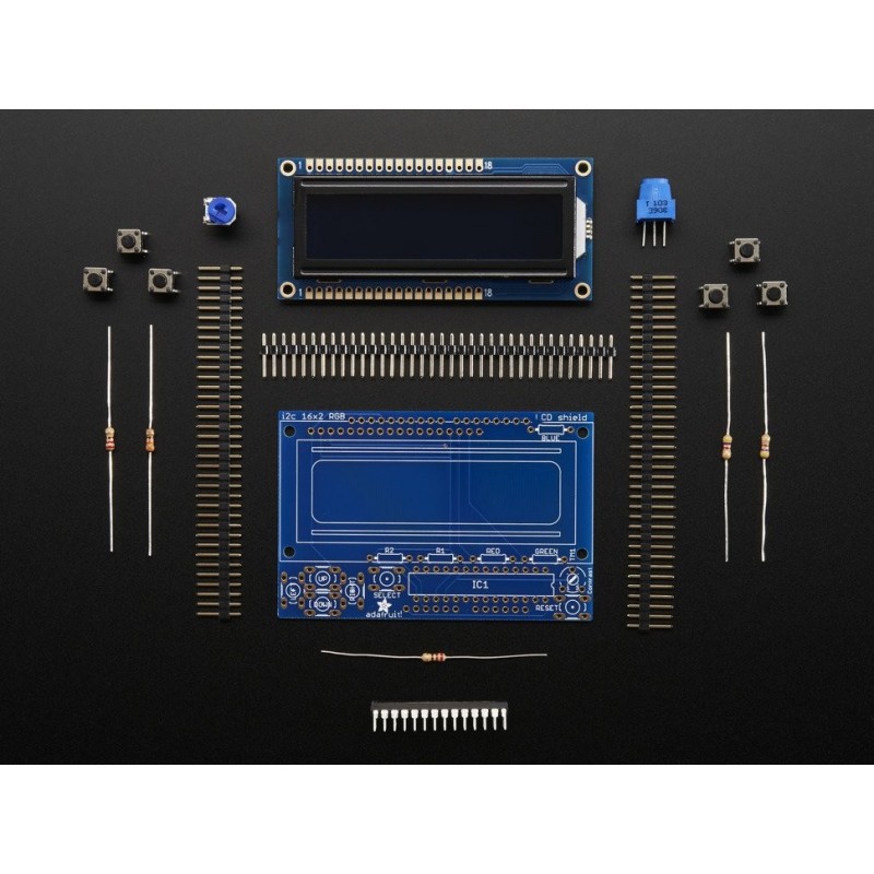 RGB LCD Shield Kit w/ 16x2 Character Display - Only 2 pins used! - NEGATIVE DISPLAY