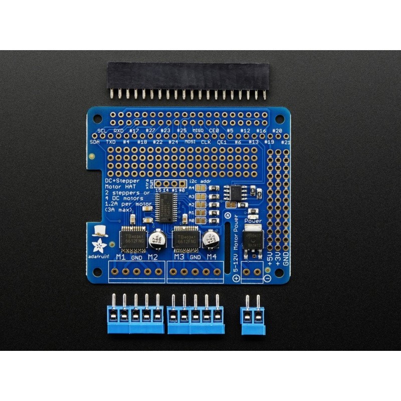 Driver p/ motores DC e Passo a Passo p/ Raspberry Pi - Adafruit