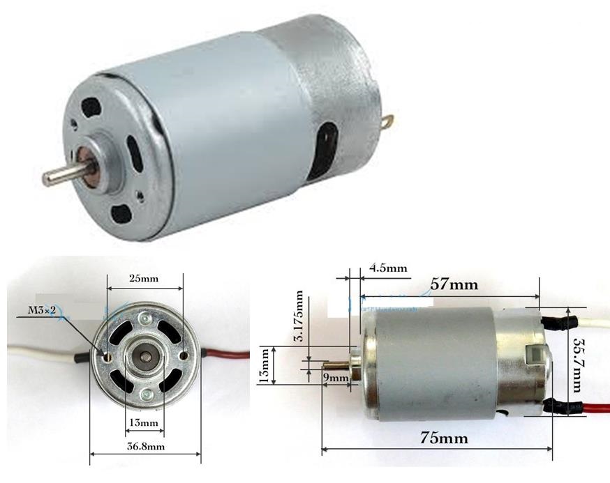 DC Motor 12V 4.5Kg/cm 11000rpm (6~24Vdc) - RS-550